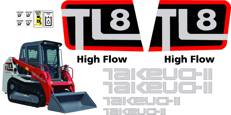 Takeuchi TL8 skid loader reproduction replacement decal kit. – New ...