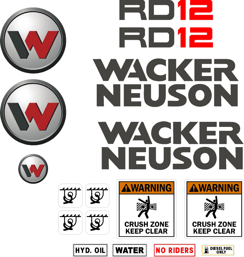 Wacker RD12 replacement decal sticker kit. - New Machine Decals