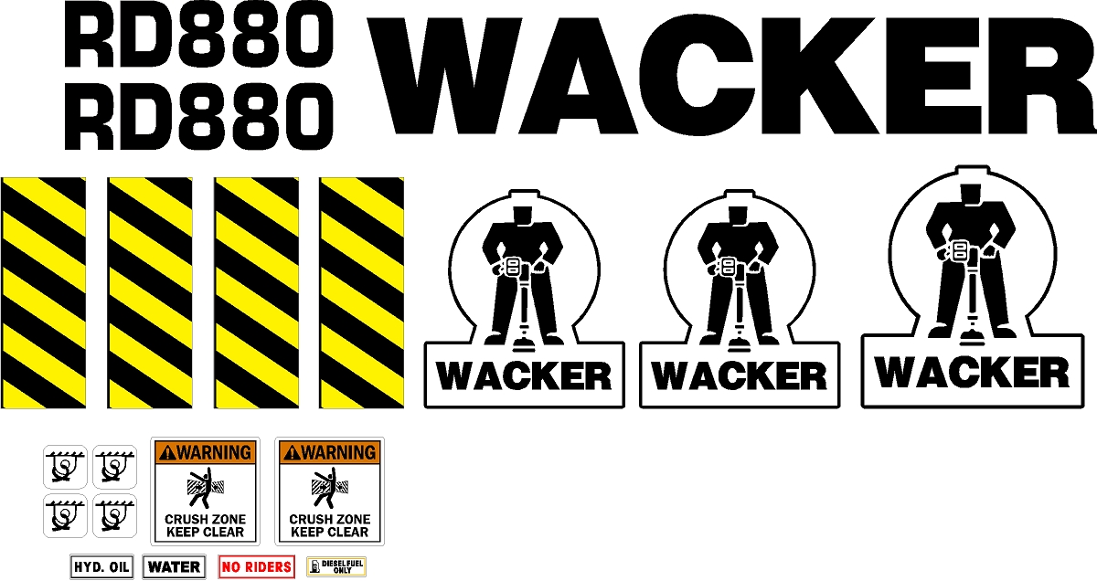 Wacker RD880 replacement decal sticker kit. - Machine Decals